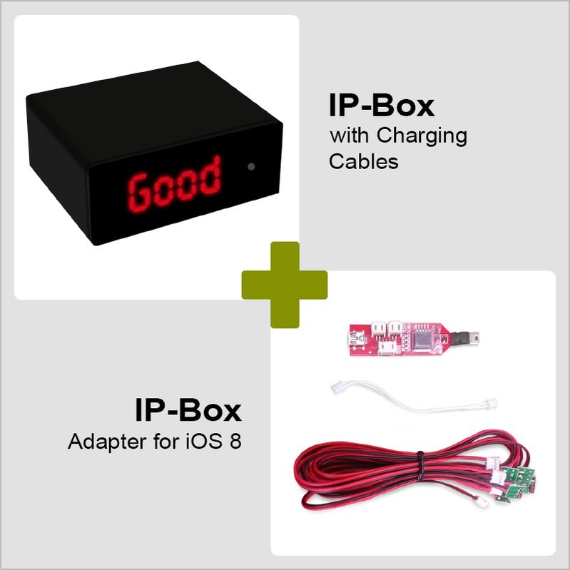 IP-Box с кабелями зарядки и адаптером для iOS8 - GsmServer