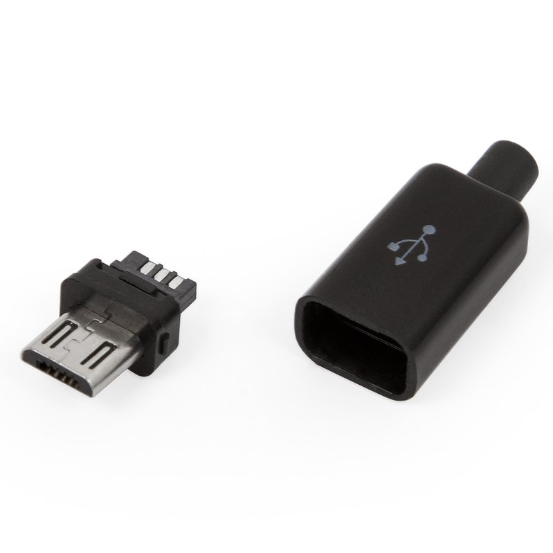 Micro-USB Connector, (5 pin, sectional , "male", black) - GsmServer